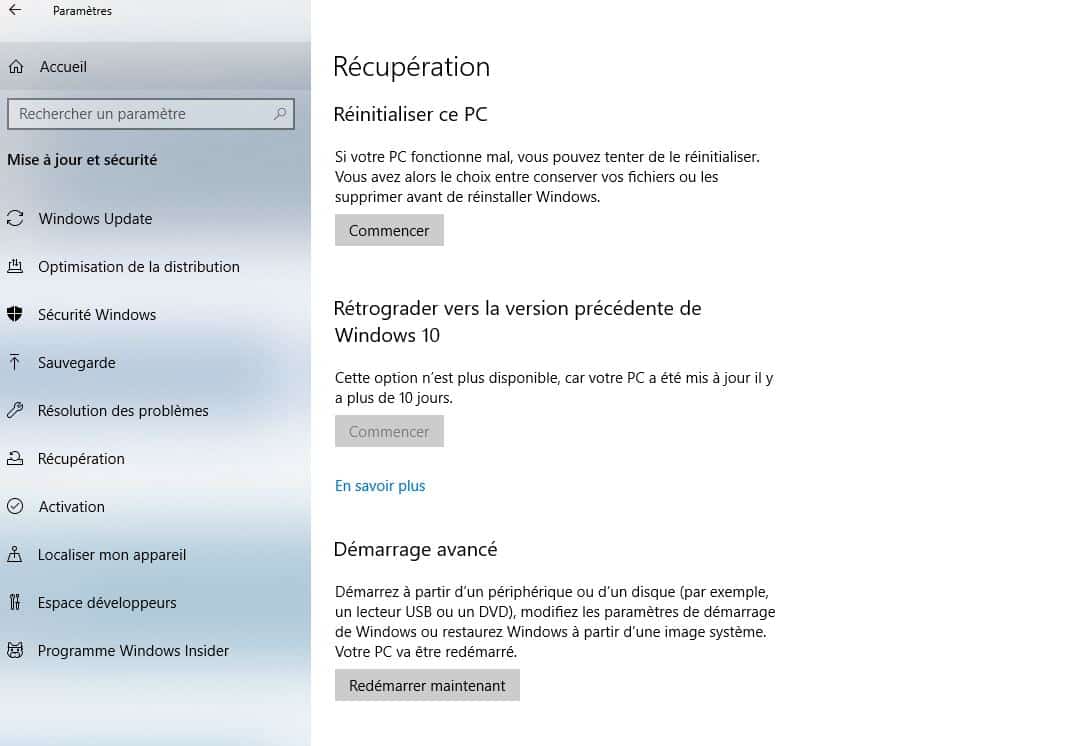 Comment réinitialiser ou restaurer Windows 10 | Boutique PcLanD