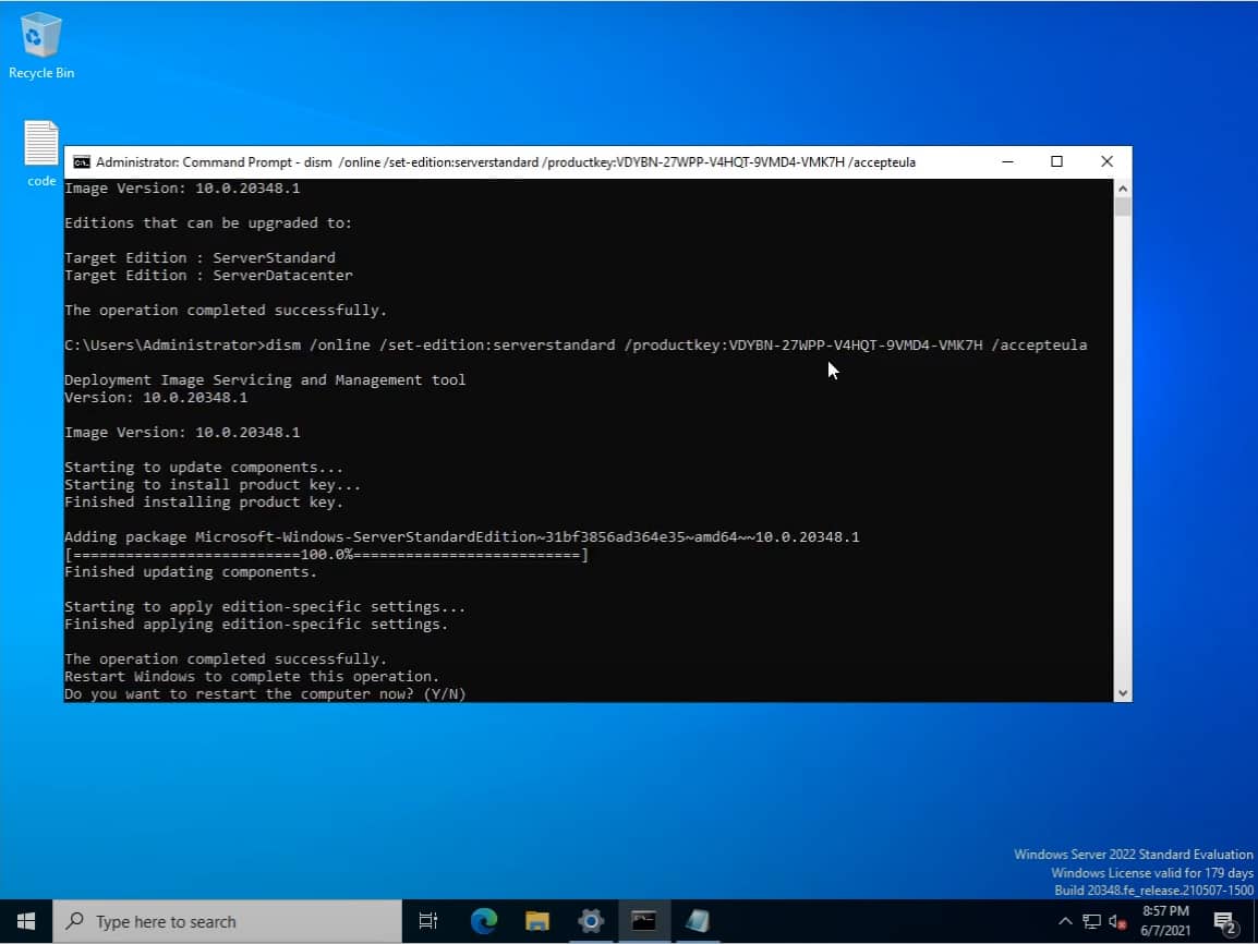 Passer d'éval vers commerciale Windows server 2022 | Boutique PcLanD